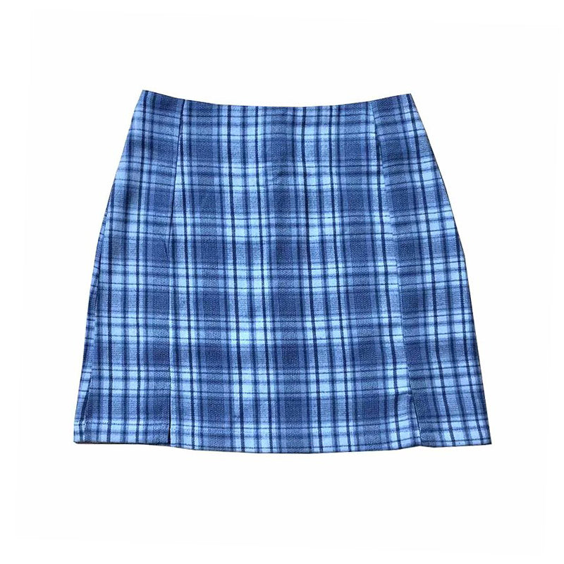 Wolfie Blue Plaid Mini Skirt – MELLOW PICKS