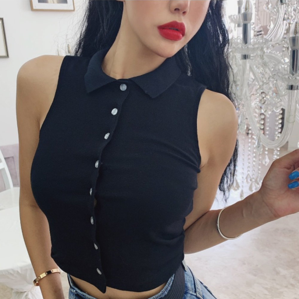 Clair Button Up Collared Top In Black – MELLOW PICKS